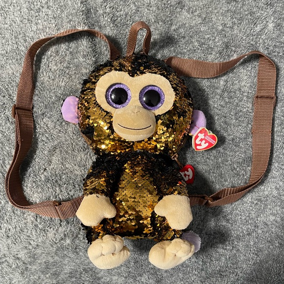 Ty | Accessories | Ty Fashion Flip Sequin Monkey Backpack With Zipper ...